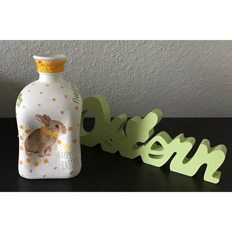 Leuchtflasche Ostern Dekoflasche upcycling Unikat - Happy Easter Hase