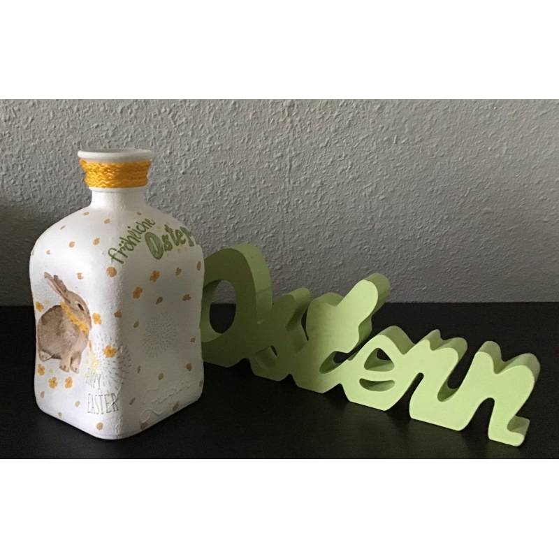 Leuchtflasche Ostern Dekoflasche upcycling Unikat - Happy Easter Hase