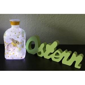 Leuchtflasche Ostern Dekoflasche upcycling Unikat - Happy Easter Hase
