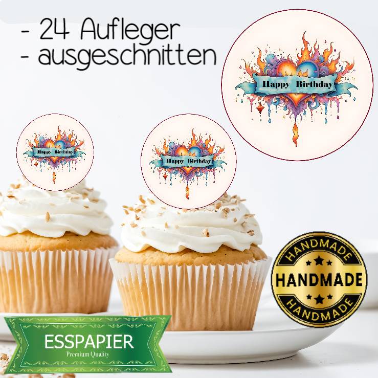 Tortenaufleger / Muffinaufleger Happy Birthday Modern bunt Geburtstag ...