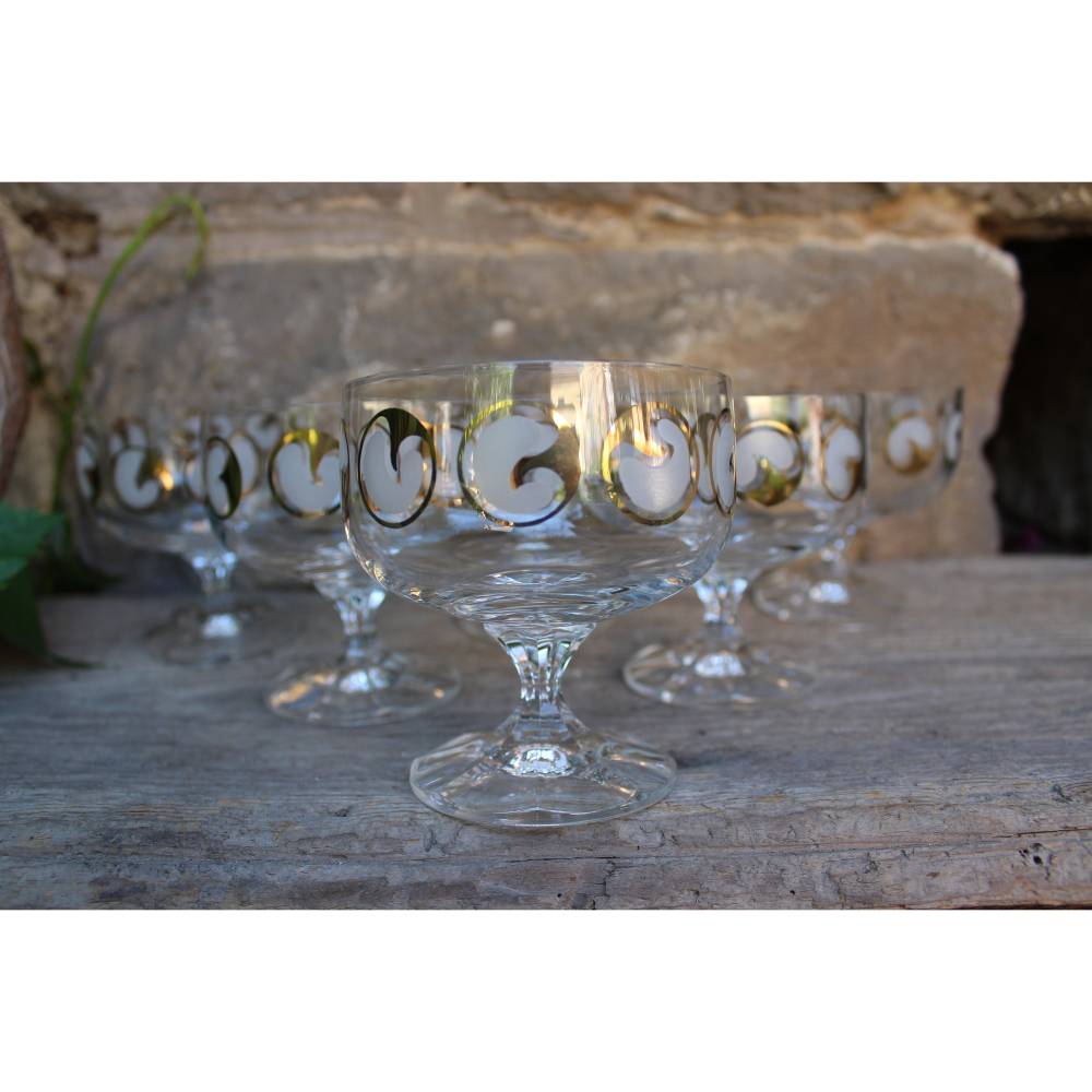 6 Sektschalen Sektgläser Bohemia Glas Kristall 70er Jahre Made in ...
