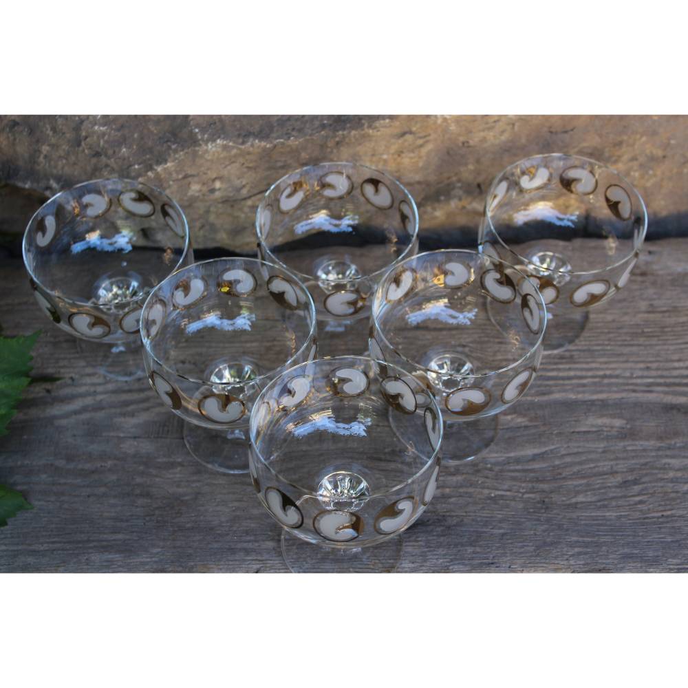 6 Sektschalen Sektgläser Bohemia Glas Kristall 70er Jahre Made in ...