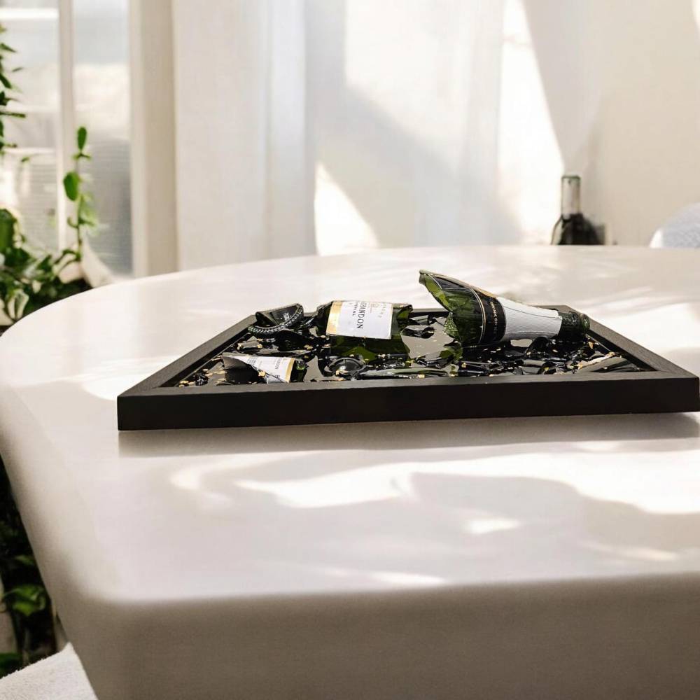 Moet & Chandon Champagner Flaschen Wandbild • Upcycling Broken Bottle ...