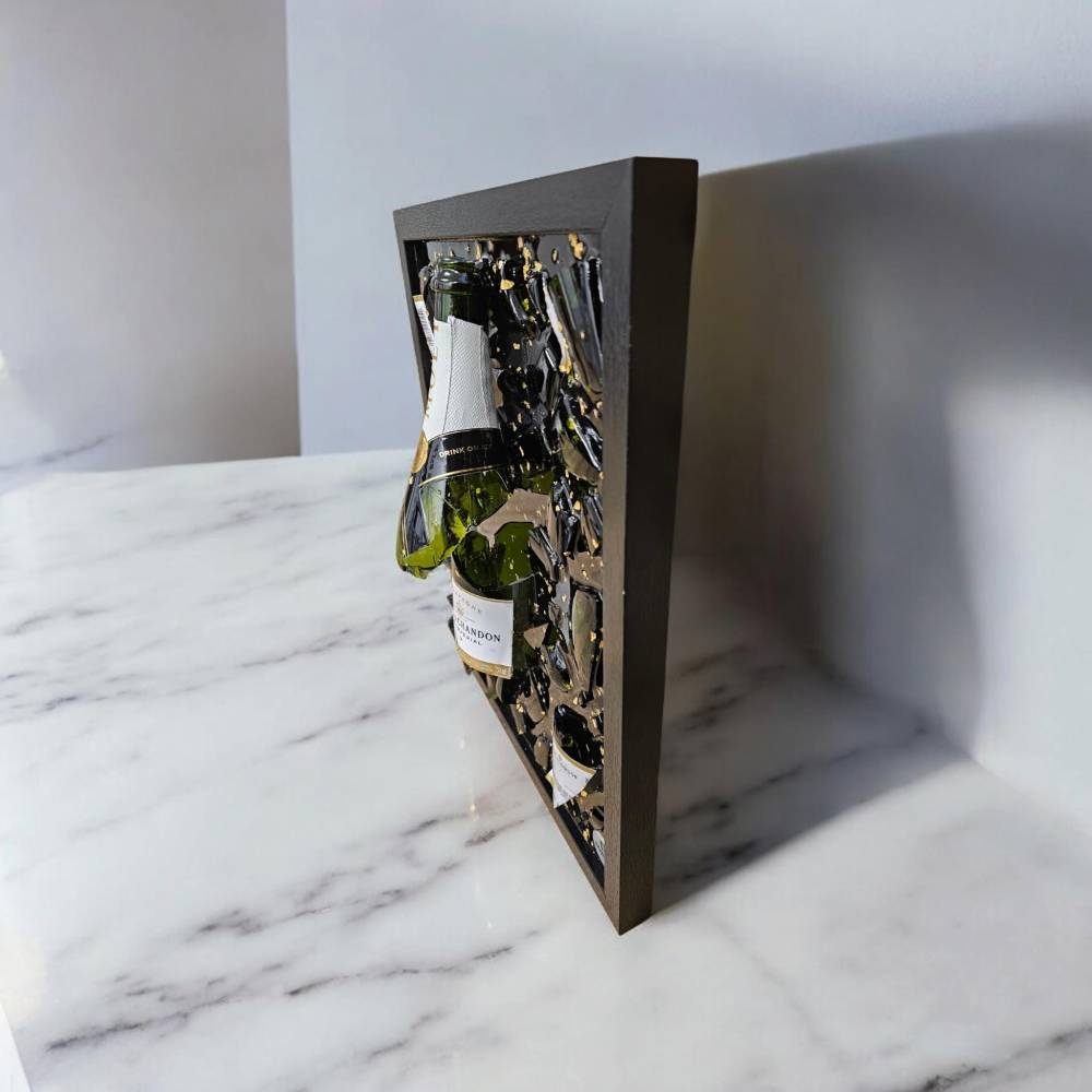 Moet & Chandon Champagner Flaschen Wandbild • Upcycling Broken Bottle ...