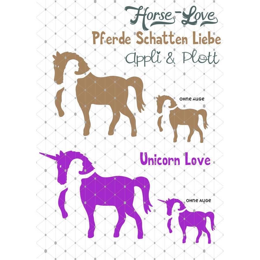 PLOTT HorseLove Reiten Pferd Pferdeliebe Einhorn als SVG DXF Plottdatei ...