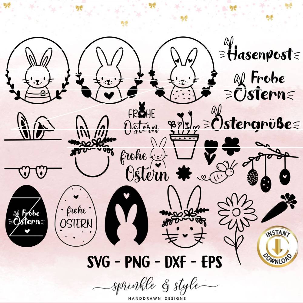Plotterdatei Ostern, Frohe Ostern, Laserdatei Ostern, Cricut, Osterhase ...