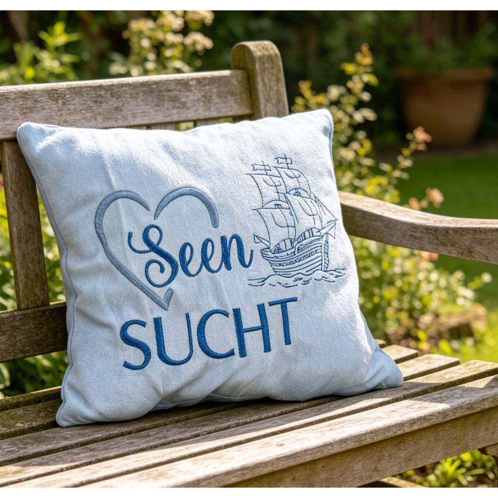 Stickdatei Maritim Urlaub Auszeit am Meer – Seensucht Stickmuster Set ...