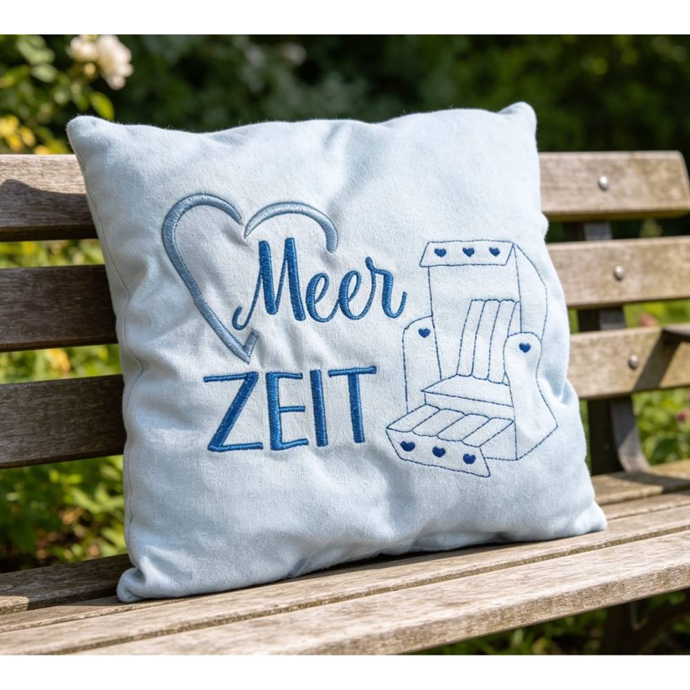 Stickdatei Maritim Urlaub Auszeit am Meer – MEERZEIT Set für Stickmaschine