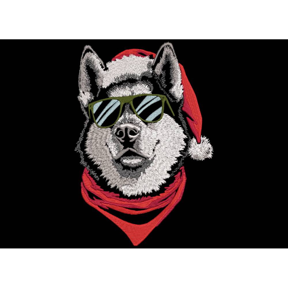 Husky Santa Stickdatei mit Lichteffekt – 24-26*15-16cm, JEF 20*17cm ...