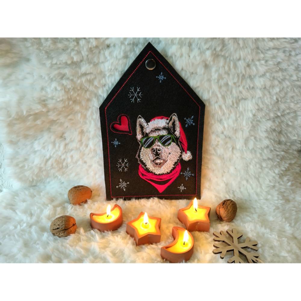 Husky Santa Stickdatei mit Lichteffekt – 24-26*15-16cm, JEF 20*17cm ...