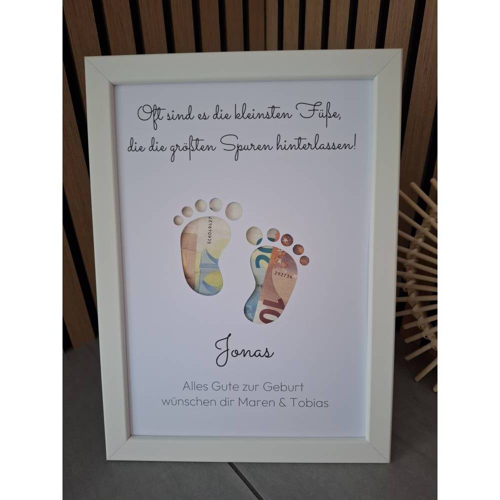 Personalisierter Erinnerungsrahmen zur Geburt oder Taufe als Geldgeschenk!