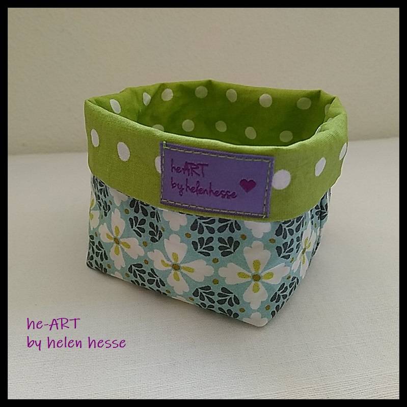 Mini-Utensilo "Blumen" in türkis-weiß-grau von he-ART by helen hesse