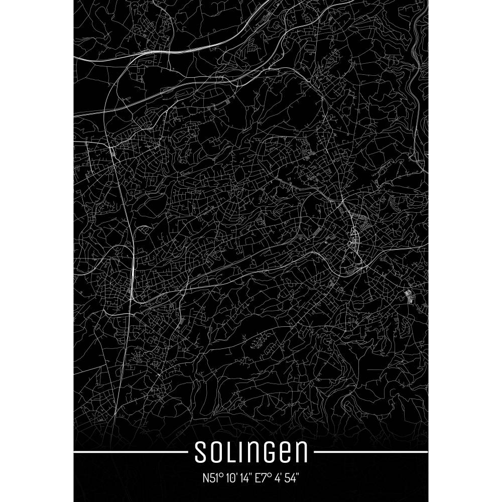 Stadtplan SOLINGEN - Just a Black Map I Digitaldruck Stadtkarte citymap ...