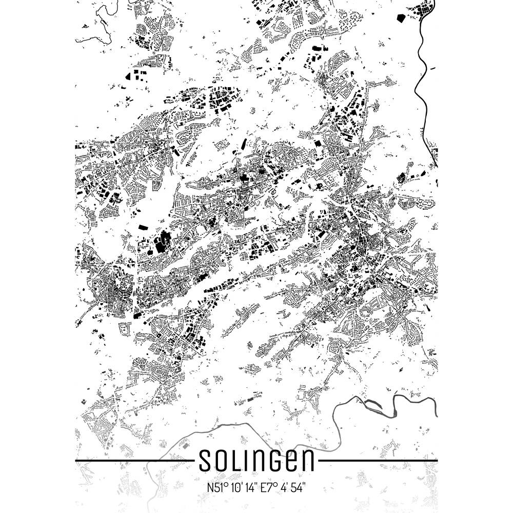 Stadtplan SOLINGEN - Just a Map I Digitaldruck Stadtkarte citymap City ...