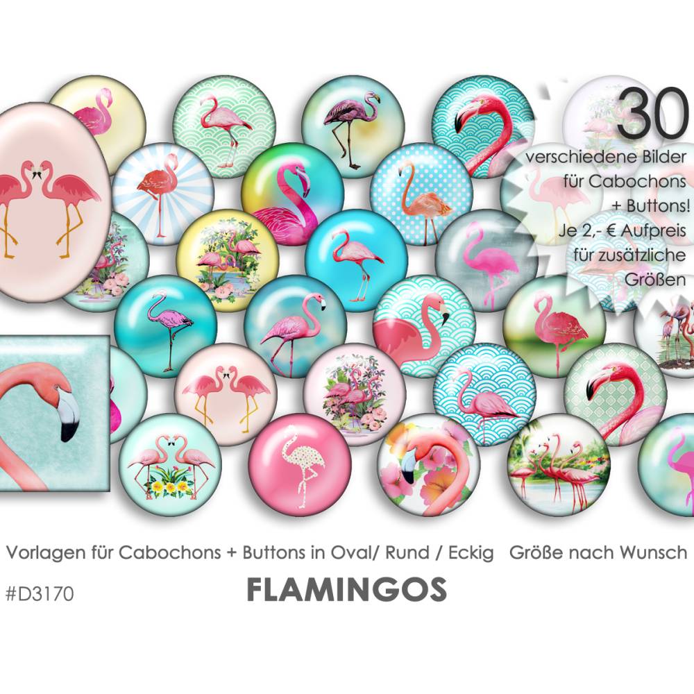 FLAMINGO 30 Cabochonvorlagen Cabochon Vorlagen digital Download ...
