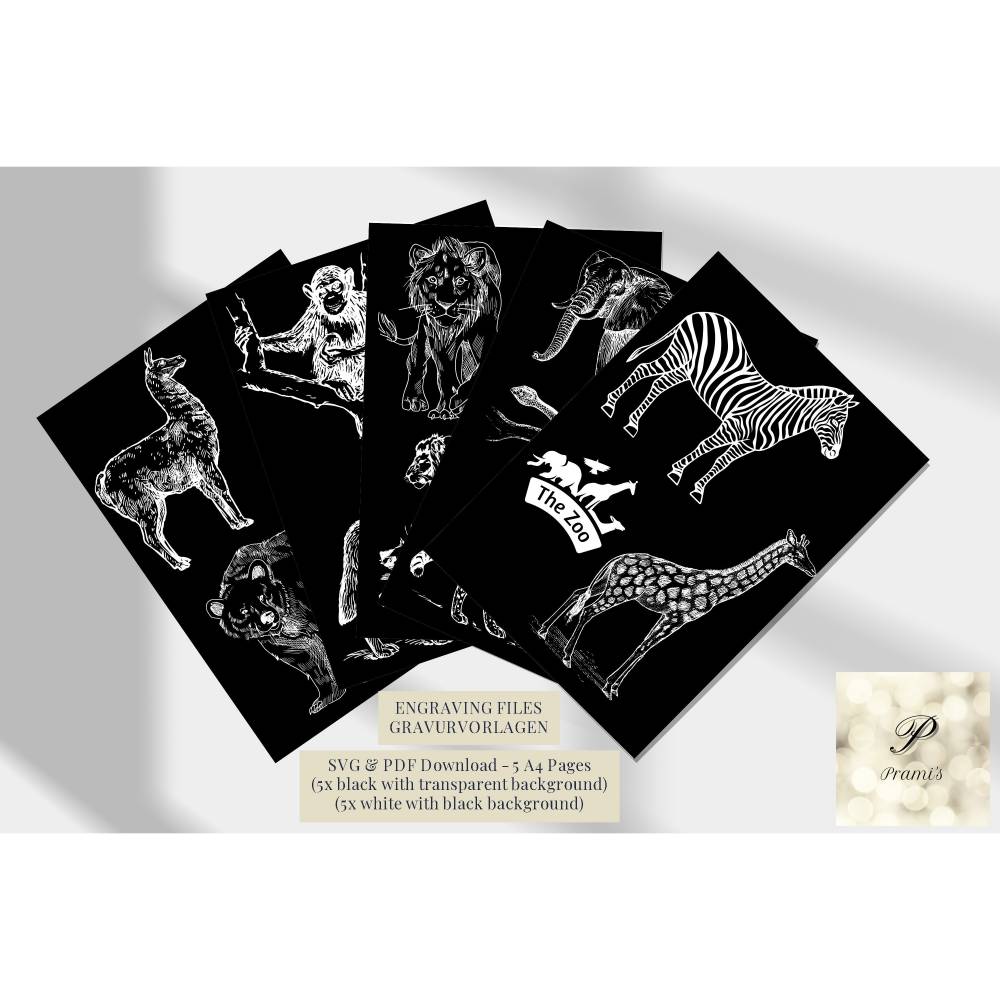 Zootiere Gravurvorlagen, Sofort Download, SVG & PDF Dateien zum ...