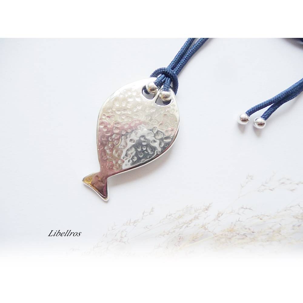 Lange Kette aus Segelseil/Segeltau mit Metallanhänger Fisch - maritim ...