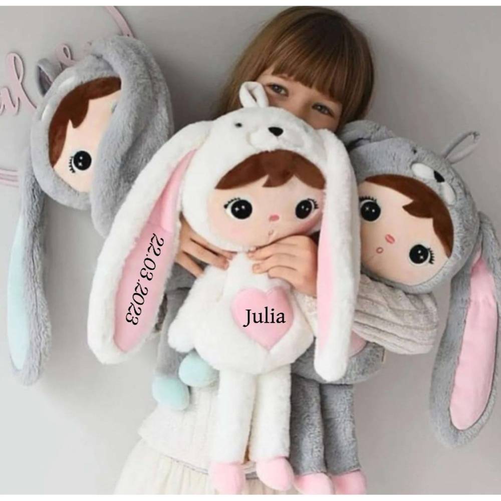 Kuscheltier personalisiert mit Name Mädchen Hase Geburtsdaten Geschenk ...